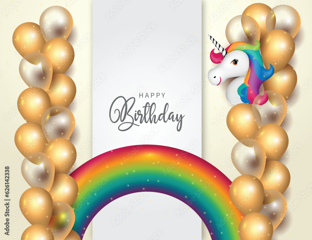 Happy birthday Greeting card realistic vector Stock Vector | Adobe Stock