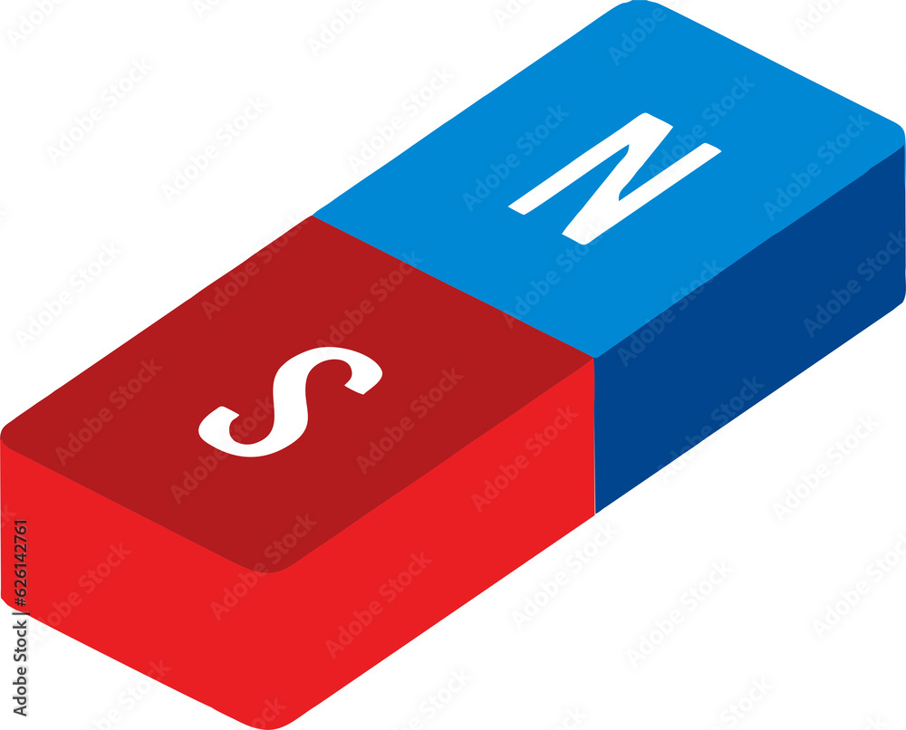 Ilustrace „Magnet bar in 3d. Realistic magnet with south and north pole ...