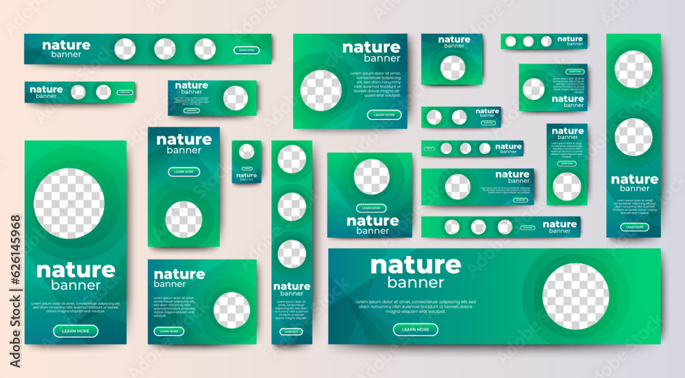 Nature banner design web template Set, Horizontal header web banner ...