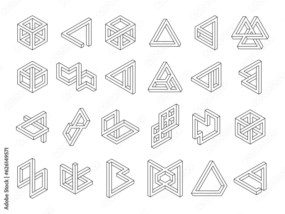 Geometric Shapes Impossible 3d Symbols Line Pattern Objects Hipster