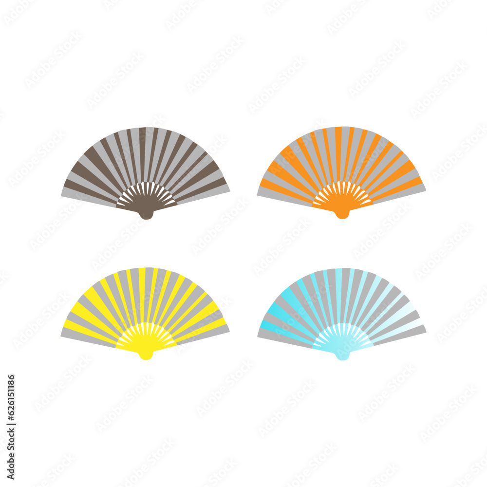 Realistic Different Color Hand Fans Set Symbol of Culture. Vector ...