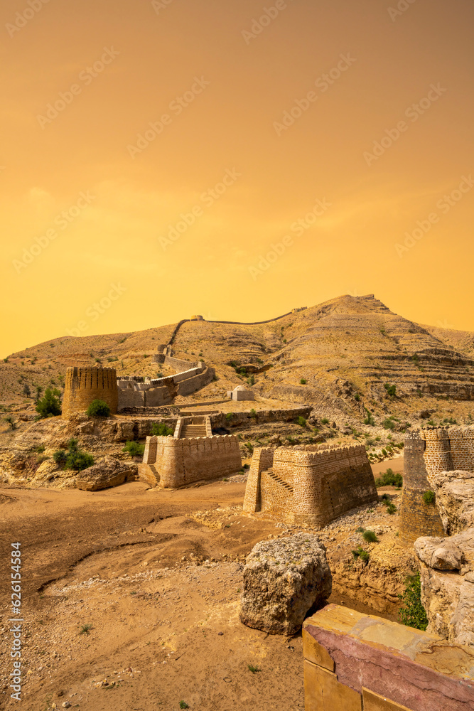 Ranikot Fort, also known as The Great Wall of Sindh, in Pakistan. The ...