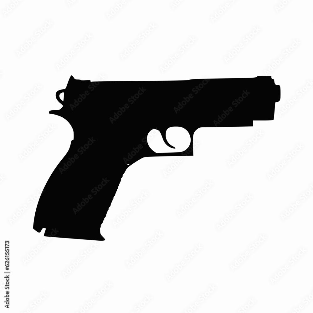 black gun silhouette vector isolated on white background Stock Vector ...