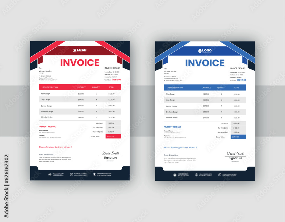 Vetor de Invoice minimal design template. Bill form business invoice ...
