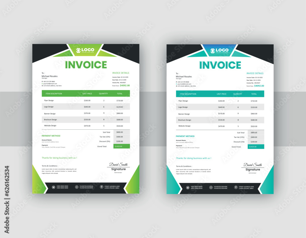 Professional business invoice template and invoice bill template ...