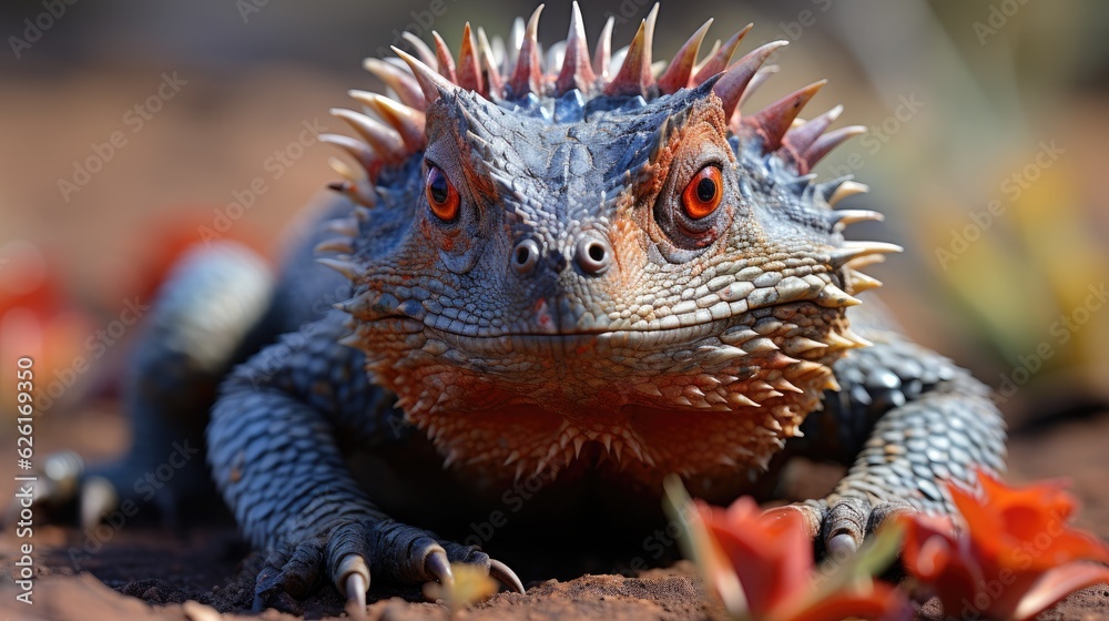 A Thorny Devil lizard (Moloch horridus) basking on the sun-scorched ...