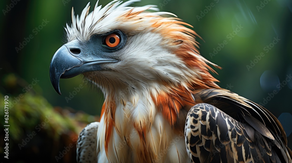 A Philippine Eagle (Pithecophaga jefferyi) perched majestically on a ...