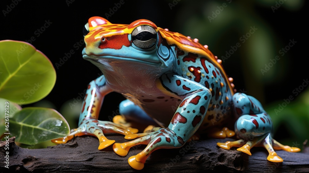 A Giant Leaf Frog (Phyllomedusa bicolor) hanging from a branch in the ...