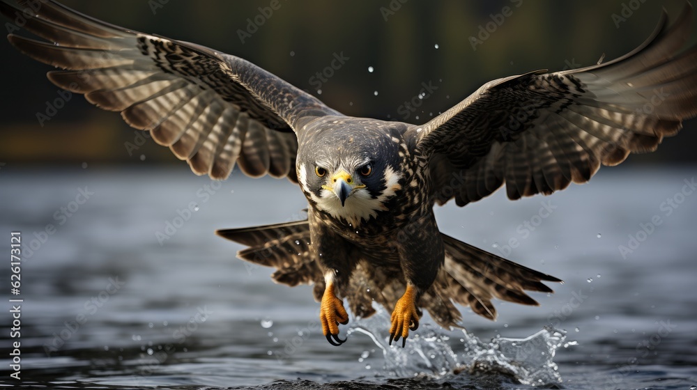 A Peregrine Falcon (Falco peregrinus) diving at incredible speed to ...