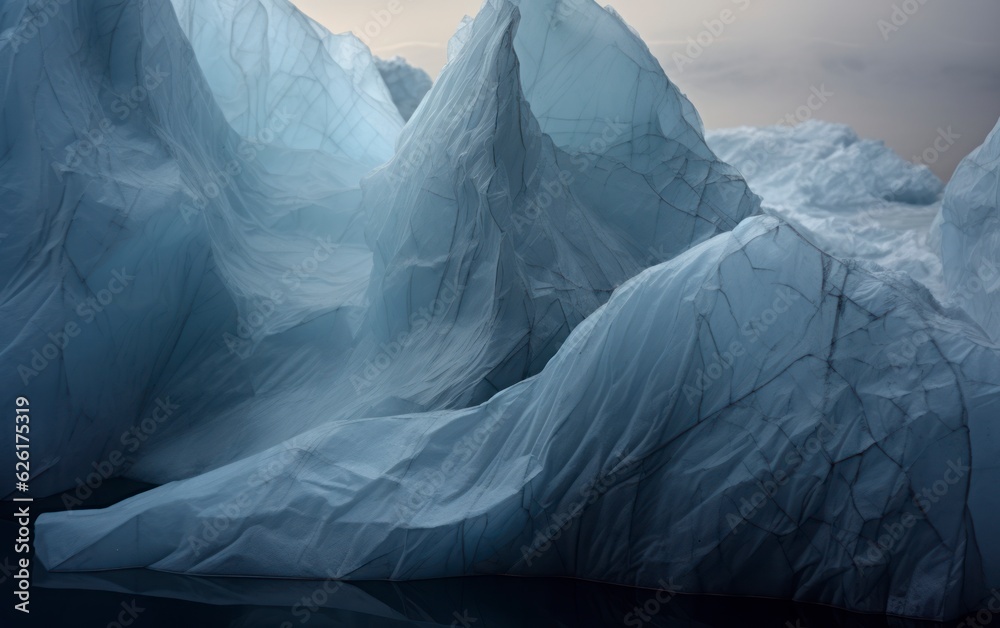 Icebergs made of plastic bags floating in the ocean. Eco-friendly ...