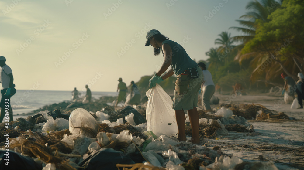 Stockfoto Beach Cleanup: Images of volunteers cleaning up beaches and ...