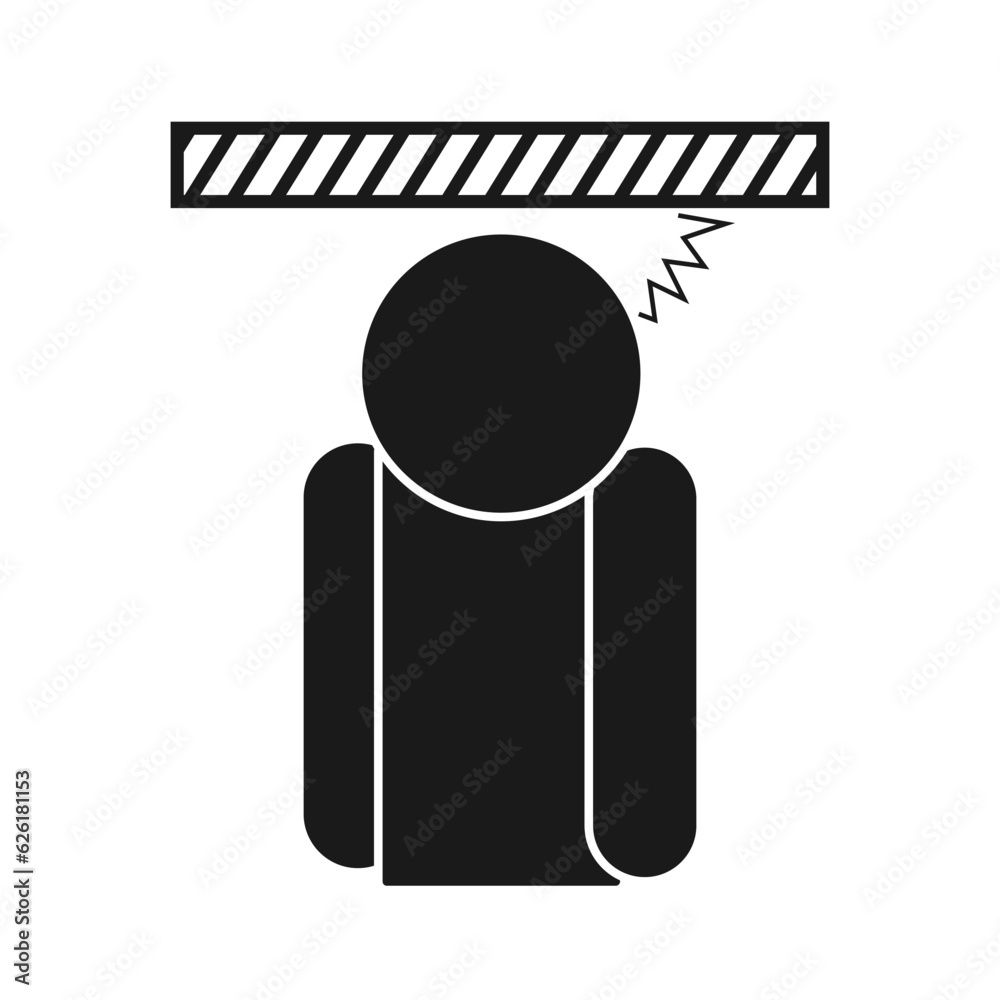 Isolated illustration of man walking with head hit low ceiling for ...