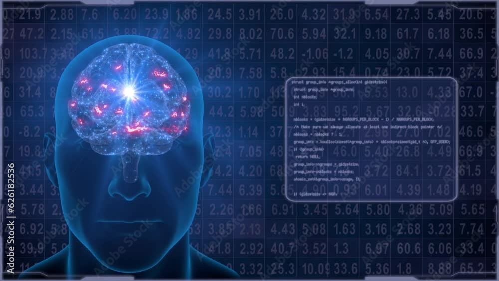 Animation of the human thought process. Looped rotation of the human ...