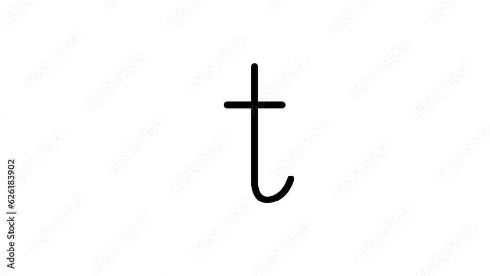 T letter small writing cartoon animation. Compatibile part of alphabet ...