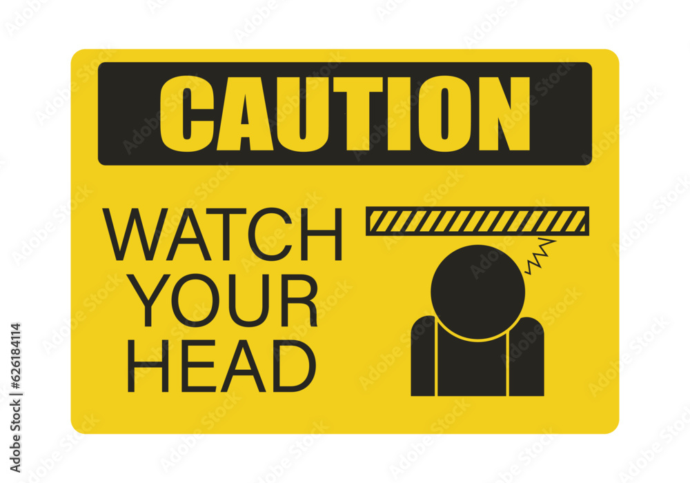 Printable black yellow safety safety sign mind your head, low up ...