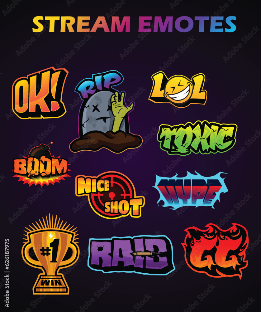 PNG Vector stickers or emotes for streamers of live games. Perfect for ...