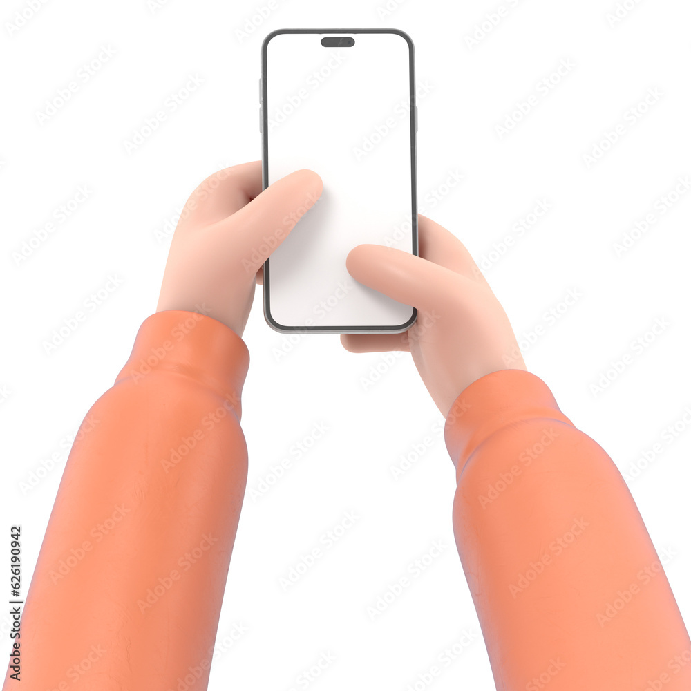 Transparent Backgrounds Mock-up.3d skinned hand touching smartphone ...