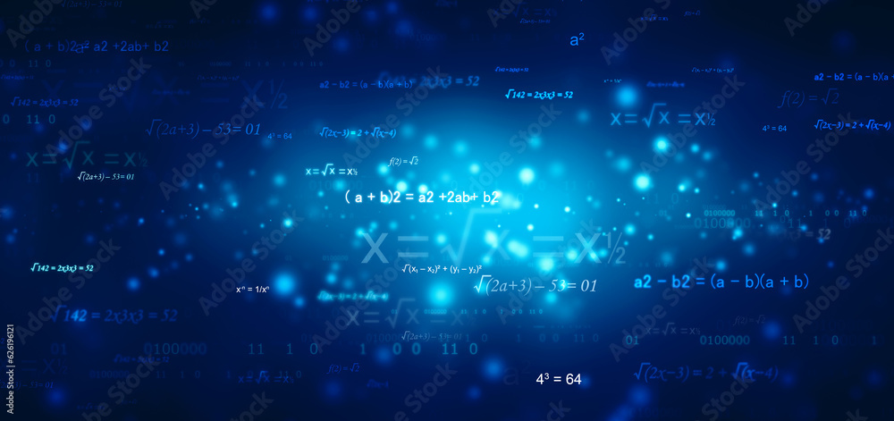 Mathematical formulas floating on technology background, Education and ...