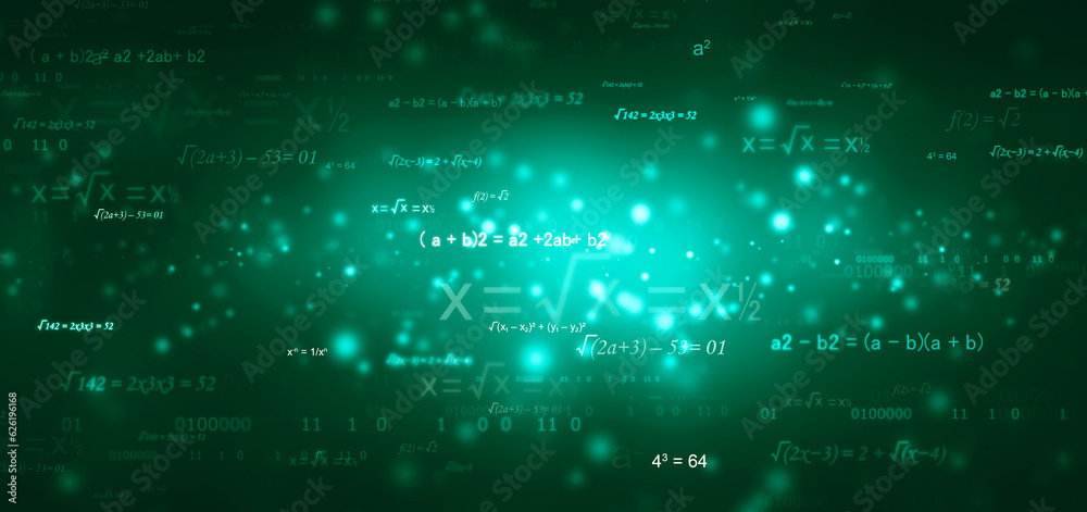 Mathematical formulas floating on technology background, Education and ...