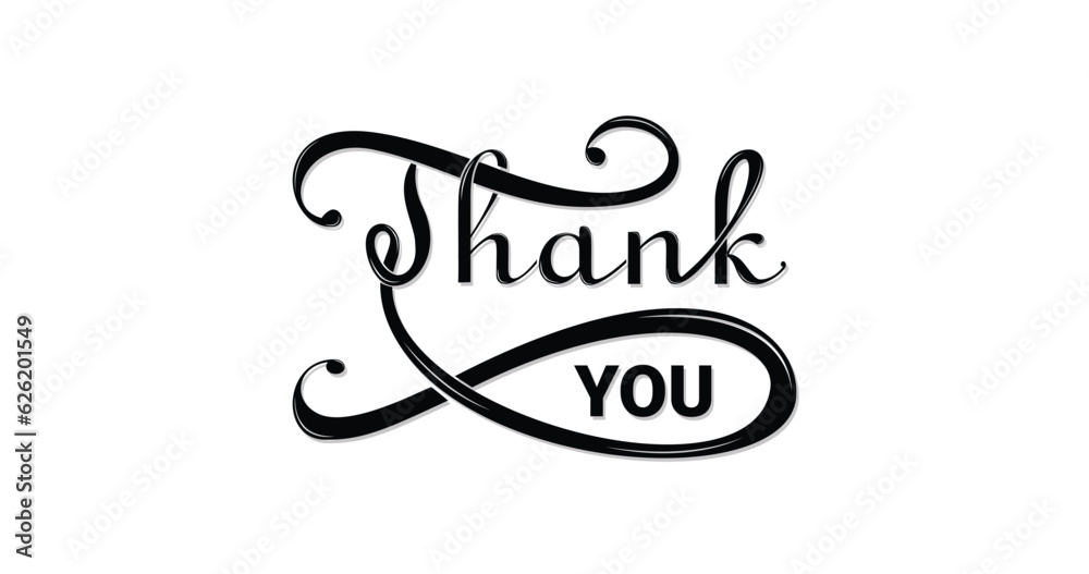 Thank you text. Handwritten Modern Calligraphic Lettering in black ...