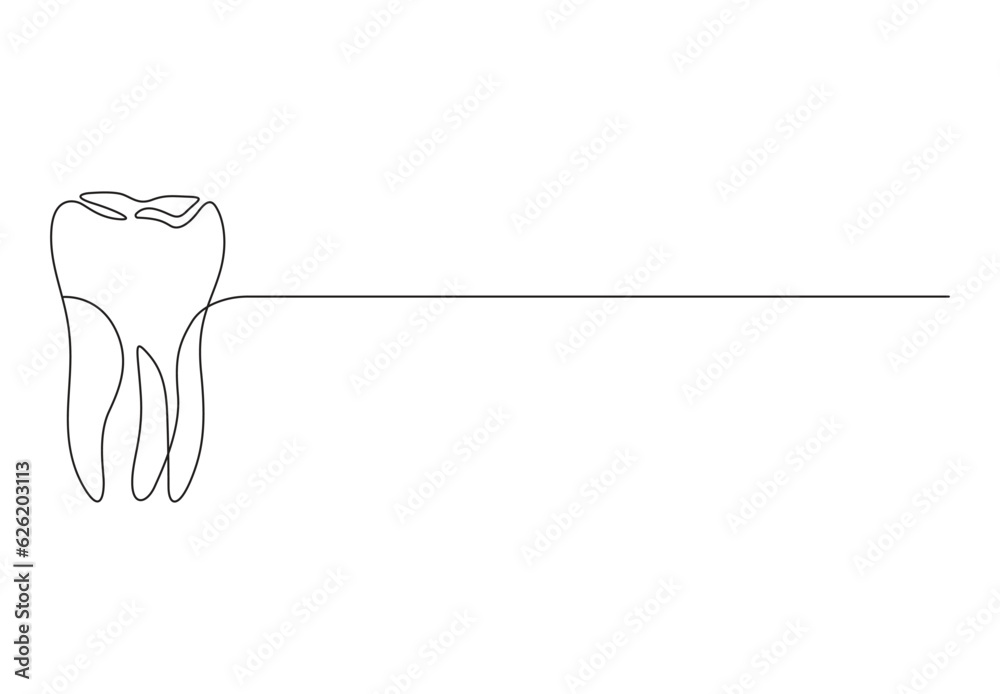 One continuous line drawing of tooth dental clinic logo or oral health ...