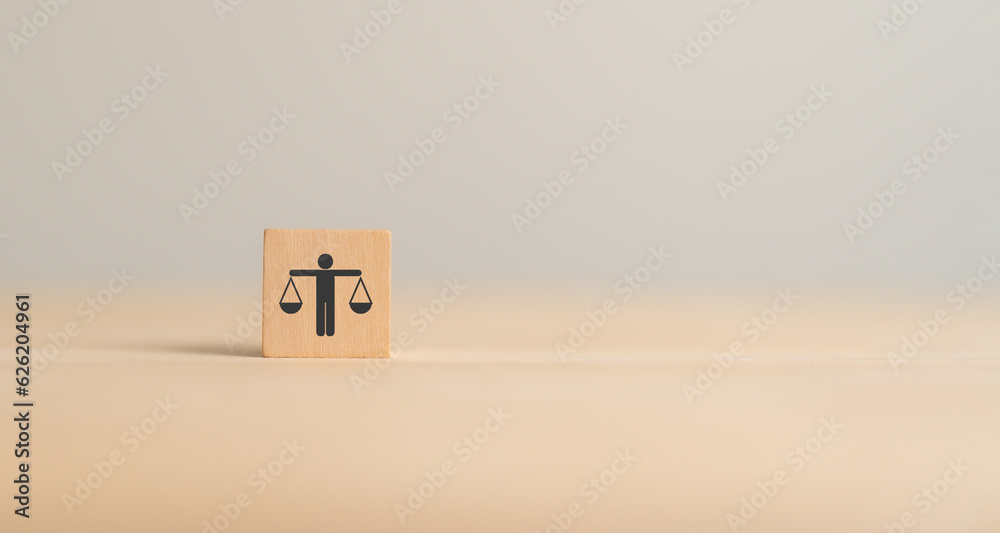 Business ethics concept. Business moral principles concept. Wooden cube ...