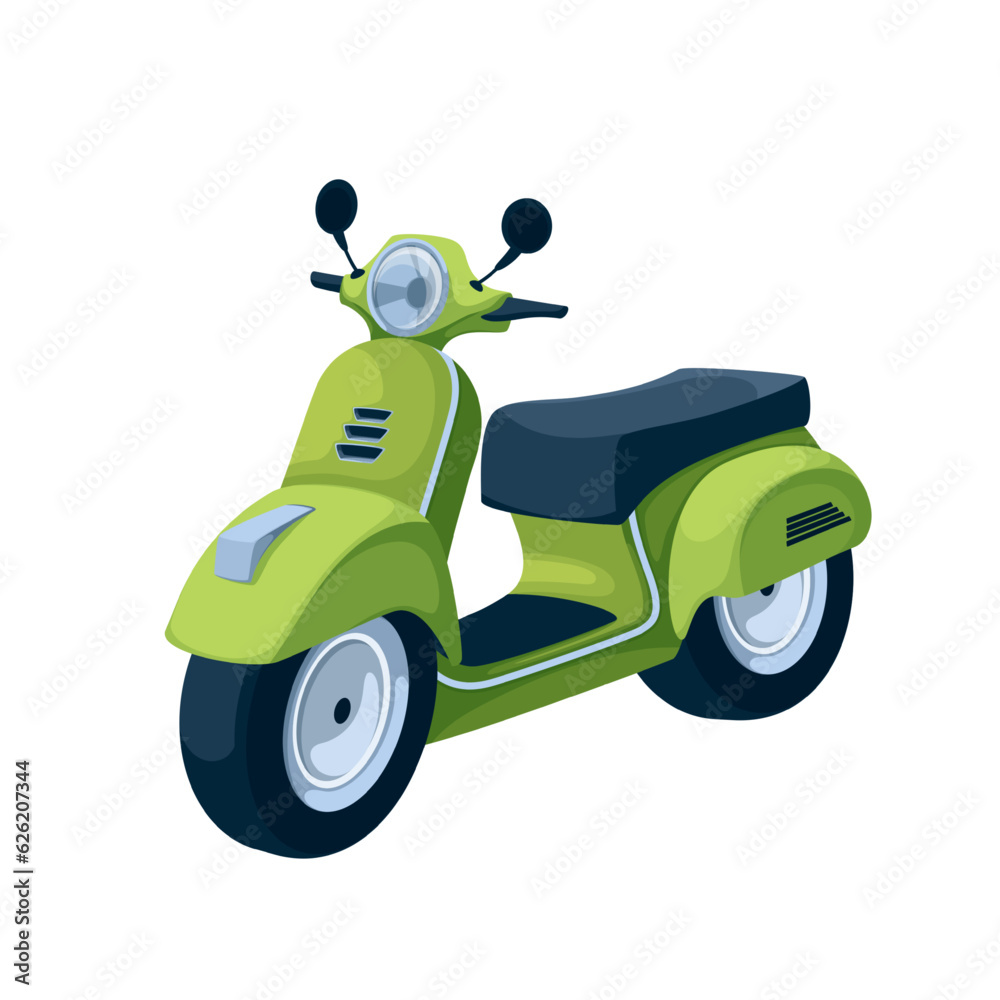 Green moped vector illustration. Cartoon isolated cute motor scooter ...