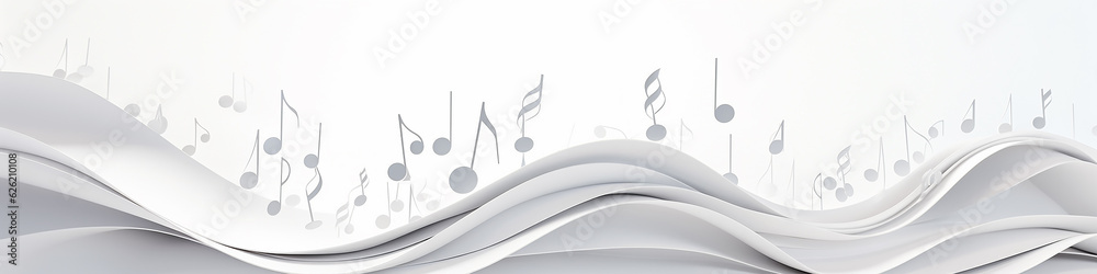 white background symbols of the notes on the sheet music a long narrow ...