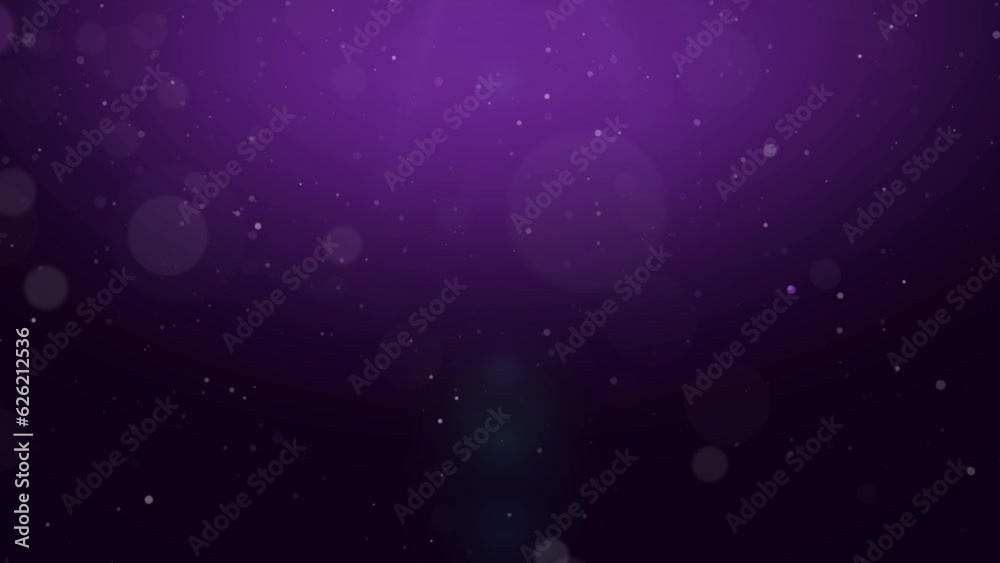 Violet flowing circles lights downfall stage. Slowly falling particles ...
