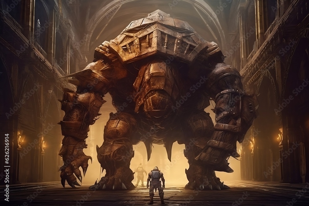 Huge mechanical biological monster in the dungeon, the test of the hero ...