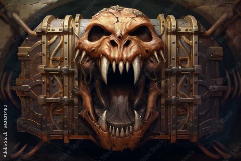 Mimic. Mystical, magical chest with teeth, mouth, eyes, muzzle. AI ...