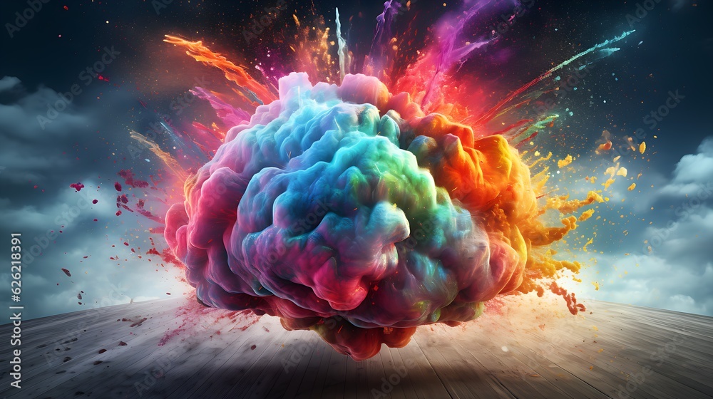 Explosive Mindscapes - Concept Art of Human Brain Bursting with ...