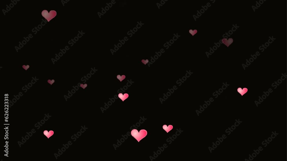 shinning hearts effect background and 2d animation, red hearts Stock ...