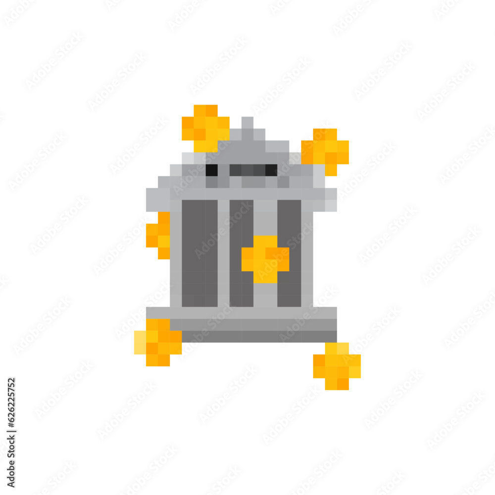 Vetor de Bank icon pixel art isolated. Finance symbol pixelated. 8 bit ...