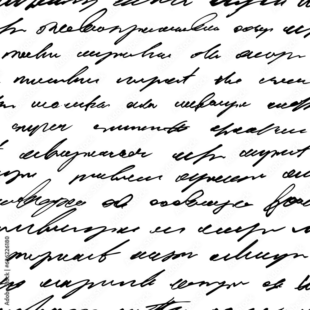 Illegible Unreadable Handwritten Text Seamless Pattern Cursive