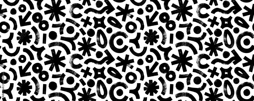 Abstract geometric doodle shapes seamless pattern. Banner background ...