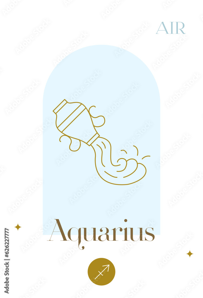 Zodiac Air Aquarius. Vector Illustration of Celestial Symbol. Astrology ...