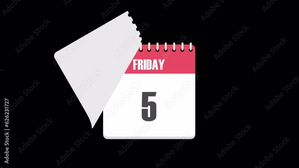 7 day calendar with flipping weekday pages, peel off pages on ...