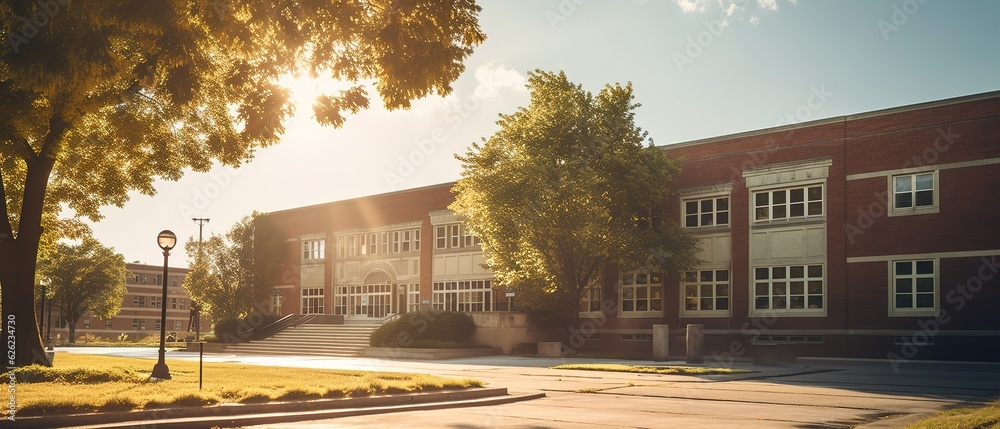 Exterior view of a typical American school. Generative AI Stock Photo ...