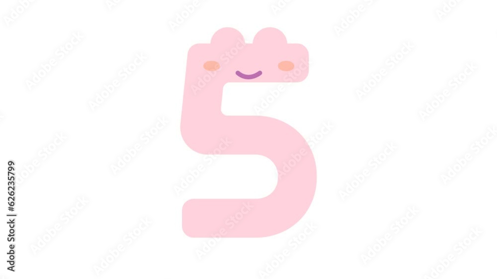 Alphabet Cartoon kids Number 5. Cartoon Animation video transparent ...