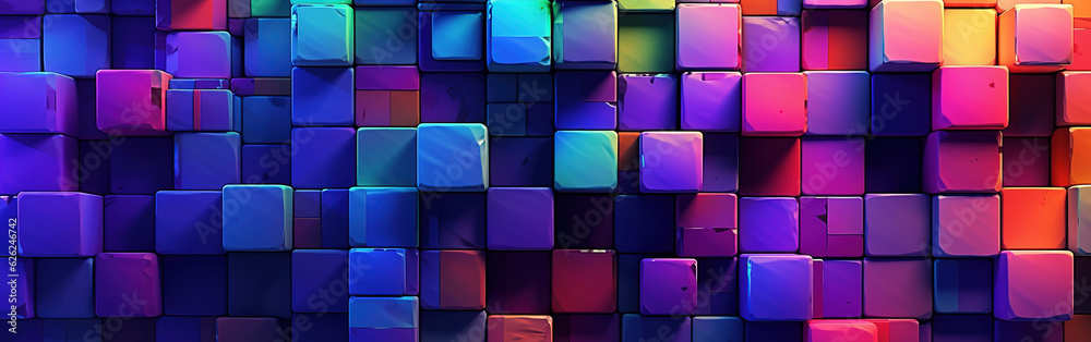 colorful light up boxes, stacked in a purple background, in the style ...