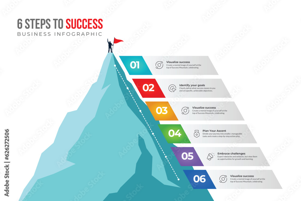 infographic element template with 6 steps, list, bullet, options ...