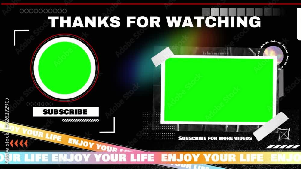 Social media promo content channel animated end screen with subscribe ...