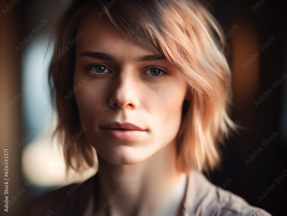 Portrait of a transgender woman, live style, no makeup. Generative AI ...