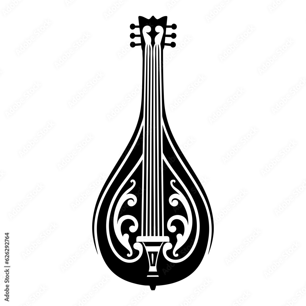 Lute sting instrument logo svg vector black silhouette Stock Vector ...