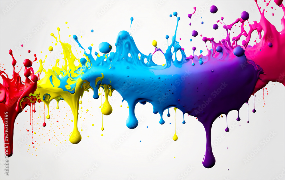 Vibrant cmyk colored liquids paint splash. Abstract art background of ... Vibrant cmyk colored liquids paint splash. Abstract art background of ...