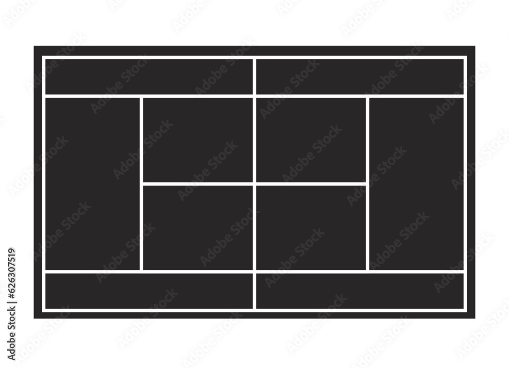 Top view of tennis court. Diagram of tennis court. Outline illustration ...