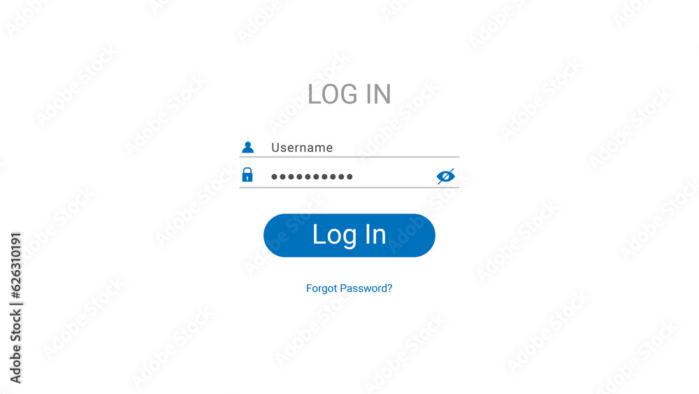 Login screen on the computer. Password entry field, password characters ...