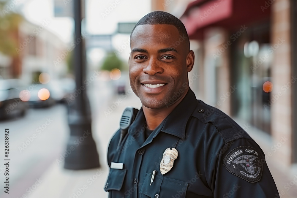 A portrait of proud and confident African American male police officer ...
