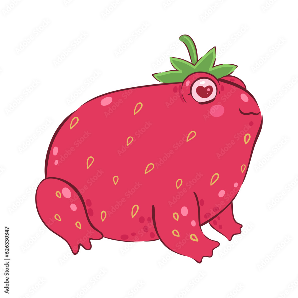 Cute strawberry frog isolate on white background. Vector graphics ...